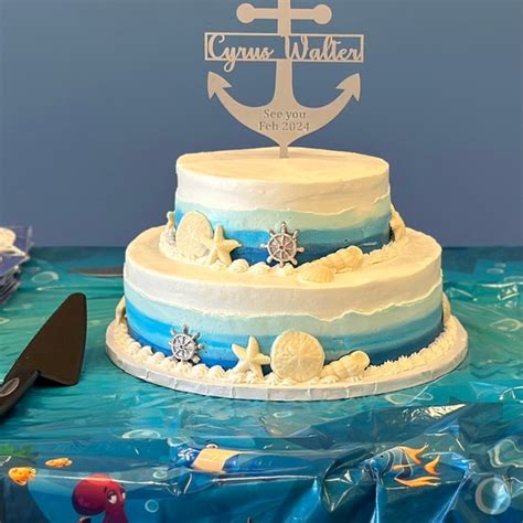 Personalized Anchor Cake Topper Nautical Wedding Cake Topper Naval
