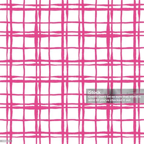 일러스트 레이 션 원활한 패턴 그림 핑크 사각형 격자 무늬 반복 패턴의 그림 거친 홍당무 마드라스 코튼 패션 패브릭 섬유 벽지 포장지에 대한 흰색 배경에 0명에 대한 스톡