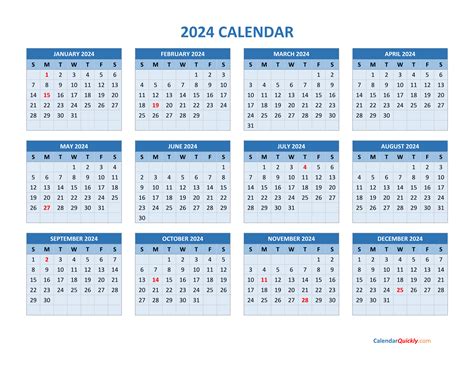 Printable Monthly 2024 Calendar
