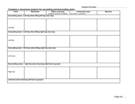 Movement Analysis Stairs Blank Pdf