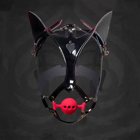 Leather Catwoman Mask Gag Ballleather Pony Maskgagt For Girls Etsy