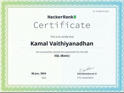 Kamal Vaithiyanadhan On Linkedin Sql Certification Hackerrank Dataanalysis Databasemanagement…