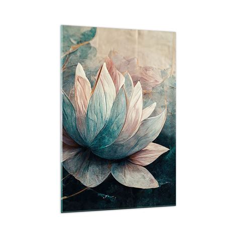 Obraz Na Szkle Gwiazdy Jeziora 70x100cm Kwiaty Art Deco Lotos Nowoczesny Foto Szklany