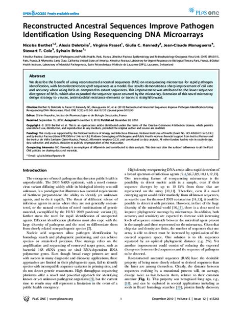 Pdf Reconstructed Ancestral Sequences Improve Pathogen Identification Using Resequencing Dna