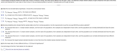 Solved A State The Null And Alternative Hypotheses Choose