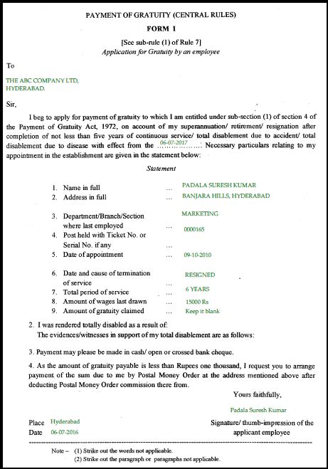 How To Fill Gratuity Form I Gratuity Form I Sample