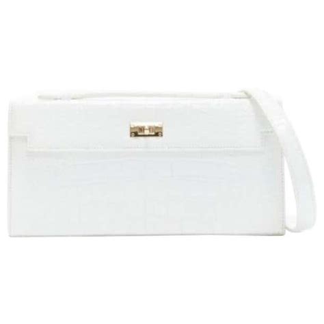 Ferida Yang Bespoke White Matte Scaled Leather Gold Buckle Long Flap Clutch For Sale At 1stdibs
