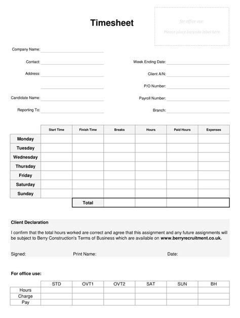 30 Free Editable Construction Timesheet Templates Pdf Doc