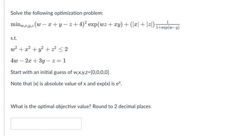 Solved Solve The Following Optimization Problem Chegg