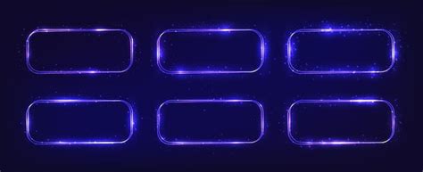 Premium Vector Neon Double Rectangular Frame With Shining Effects