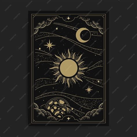 Premium Vector Sun Moon And Planet In The Mystical Galaxy