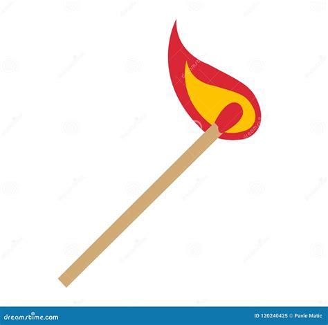 Wooden Match On Fire Stock Vector Illustration Of Flat 120240425