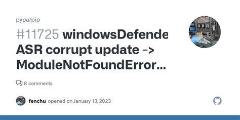 windowsdefender asr corrupt update modulenotfounderror no module