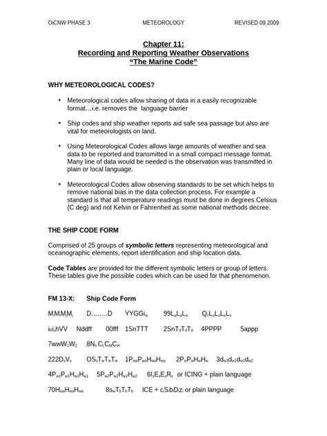 Chapter 12 Meteorological Codes Notes Pdf Cloud Atmospheric