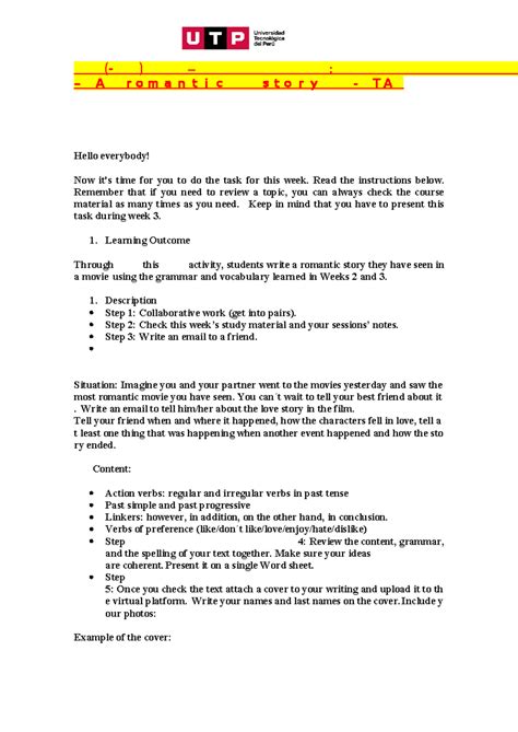 AC S03 Week 03 Task Assignment A Romantic Story TA Ingles 4 A A A 03 AAAA