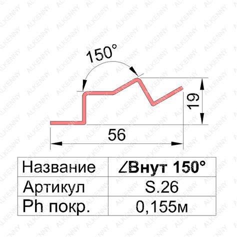 Внутренний угол 150° - Заказать в компании ALKENNY
