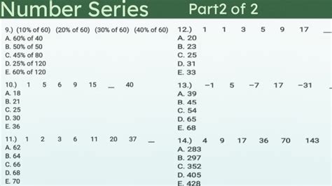 Number Series For Civil Service Exam And College Entrance Test Number