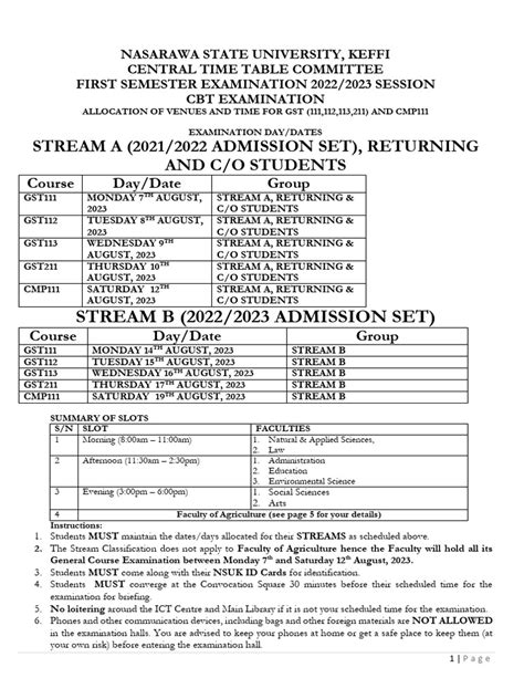 1st Sem22 23 Revised Gst Cmp Exams Schedule Pdf Social Sciences