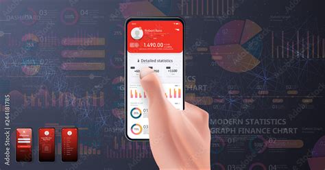 Mobile Dashboard On Smartphone Screen Displaying Statistics With Data And Charts Banking App UI