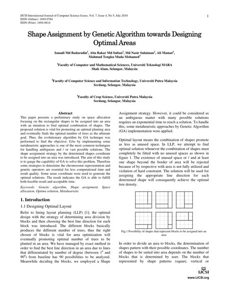 Pdf Shape Assignment By Genetic Algorithm Towards Designing Optimal Areas