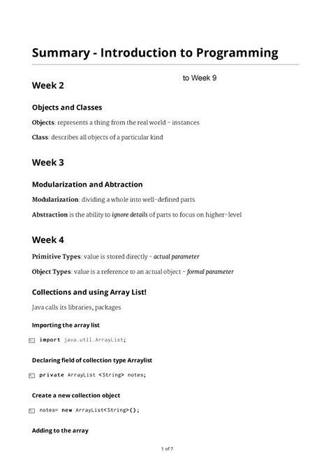 Summary Introduction To Programming Add Note Returning The Number