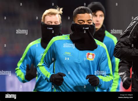Julian Brandt L And Benjamin Henrichs Of Bayer Leverkusen During A Training Session At The