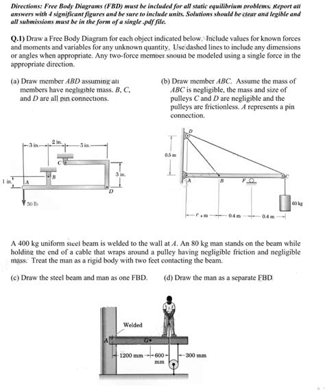Solved Directions Free Body Diagrams FBD Must Be Included Chegg