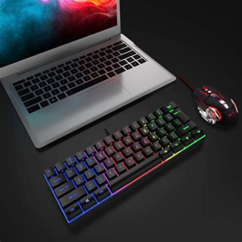MFTEK 60 Gaming Keyboard And Mouse Combo Ultra Compact 61 Keys TKL
