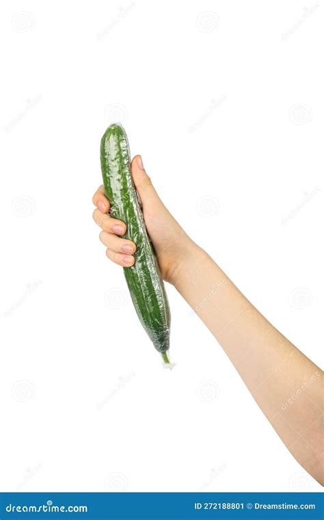 Plastic Wrapped Cucumber Vegetable In Film Packaging Film Wrap Food Eat Plastic Concept Stock
