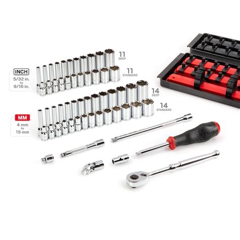 Tekton 1 4 In Drive Standard Sae And Metric Shallow Deep Socket Set