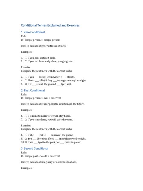 Conditionaltensesexercises Pdf