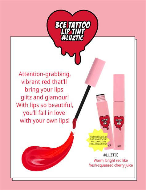 3ce Tattoo Lip Tint Luztic Masksheets
