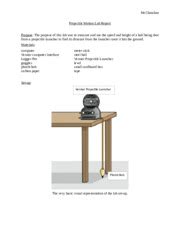 Projectile Motion Lab Report McClanahan Projectile Motion Lab Report Purpose The Purpose Of