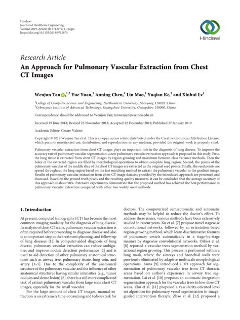 Pdf An Approach For Pulmonary Vascular Extraction From Chest Ct Images