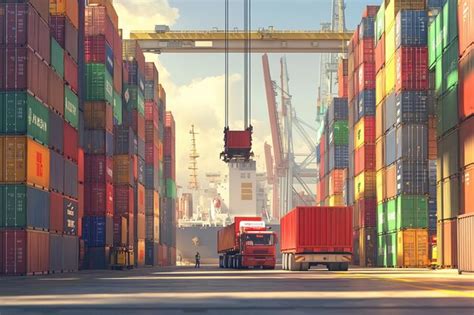 An Expansive Ship Port Is Abuzz With Activity Where A Robust Container Ai Photo Premium Ai