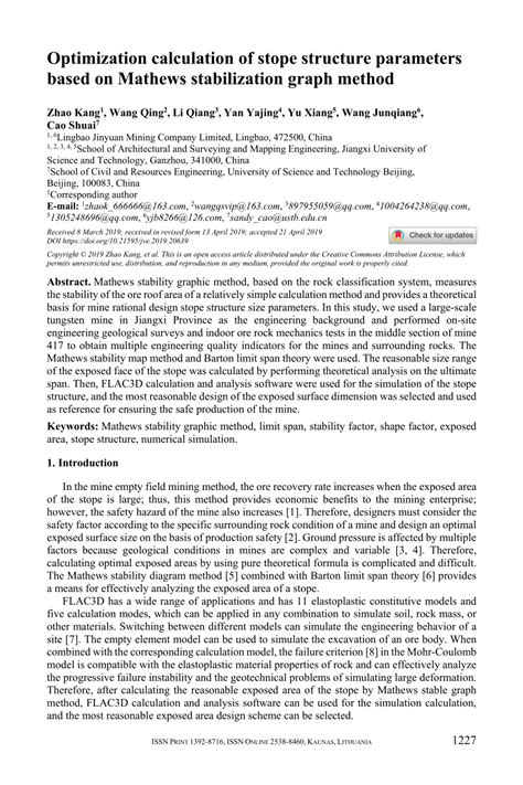 pdf optimization calculation of stope structure parameters based on