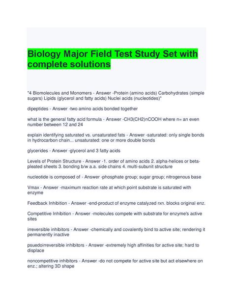 Fundamental Concepts In Biology Exams Advanced Education Docsity