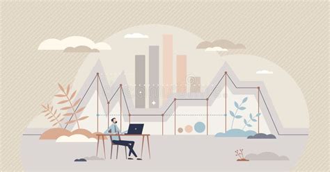 Data Analysis And Information Research With Stock Diagram Tiny Person Concept Stock Vector