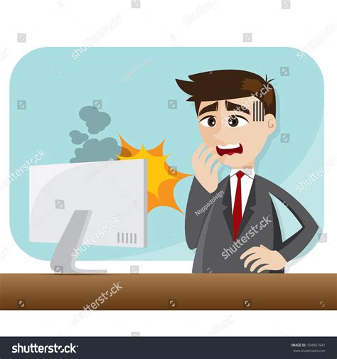 Illustration Cartoon Businessman Error Computer Stock Vector Royalty Free Shutterstock