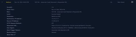 Soc166 — Javascript Code Detected In Requested Url