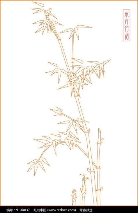 竹子线描雕刻图案图片下载 红动中国