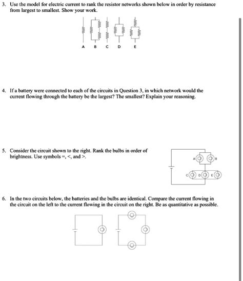 Use The Model For Electric Current Rnk The Resistor Networks Shown