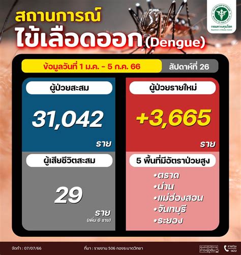 ข่าวไข้เลือดออก สัปดาห์เดียวป่วยเพิ่ม 3 6 พันคน ตายเพิ่ม 6 คน