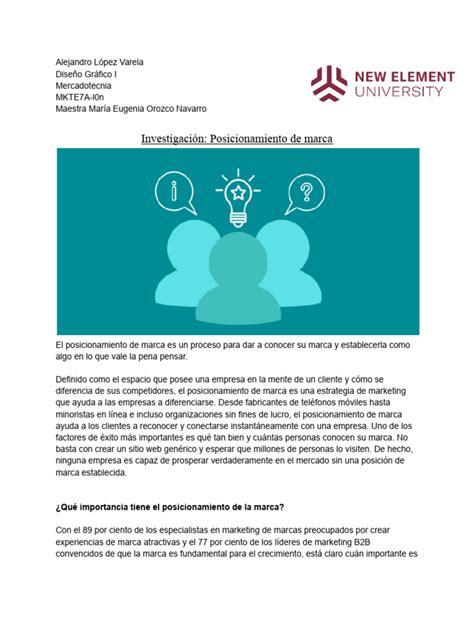 Investigación Posicionamiento De Marca Pdf Marketing Marca