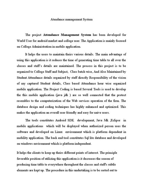 Android Attendance Management System Pdf Web Service Java