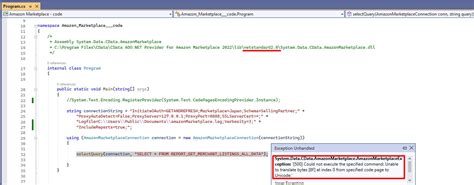 Unable To Translate Bytes At Index From Specified Code Page To Unicode Error In NET