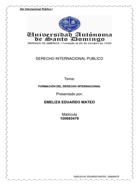 Tema I Formación Del Derecho Internacional Pdf Unicef Naciones