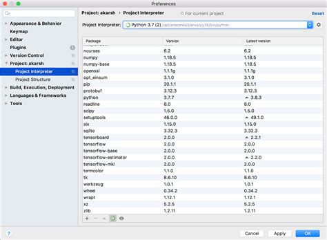 Python Update Tensorflow Binary In Virtual Environment In Pycharm To