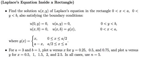 Solved Laplace S Equation Inside A Rectangle Find The Chegg