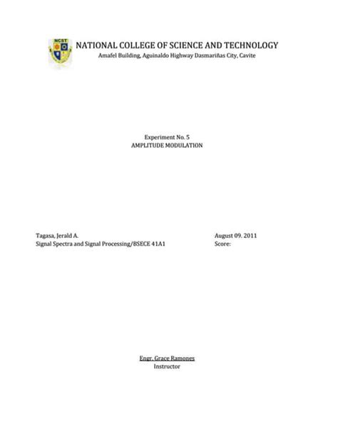 Exp Amplitude Modulation 1 Docx Telecommunications Industry Industries